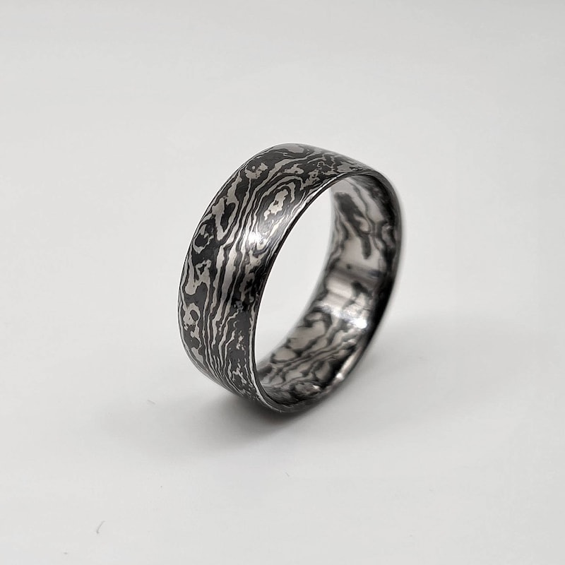 Titanium Damascus Ring - Etsy