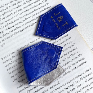 Personalised Magnetic Bookmark | Bright Blue Leather Bookmark With ...