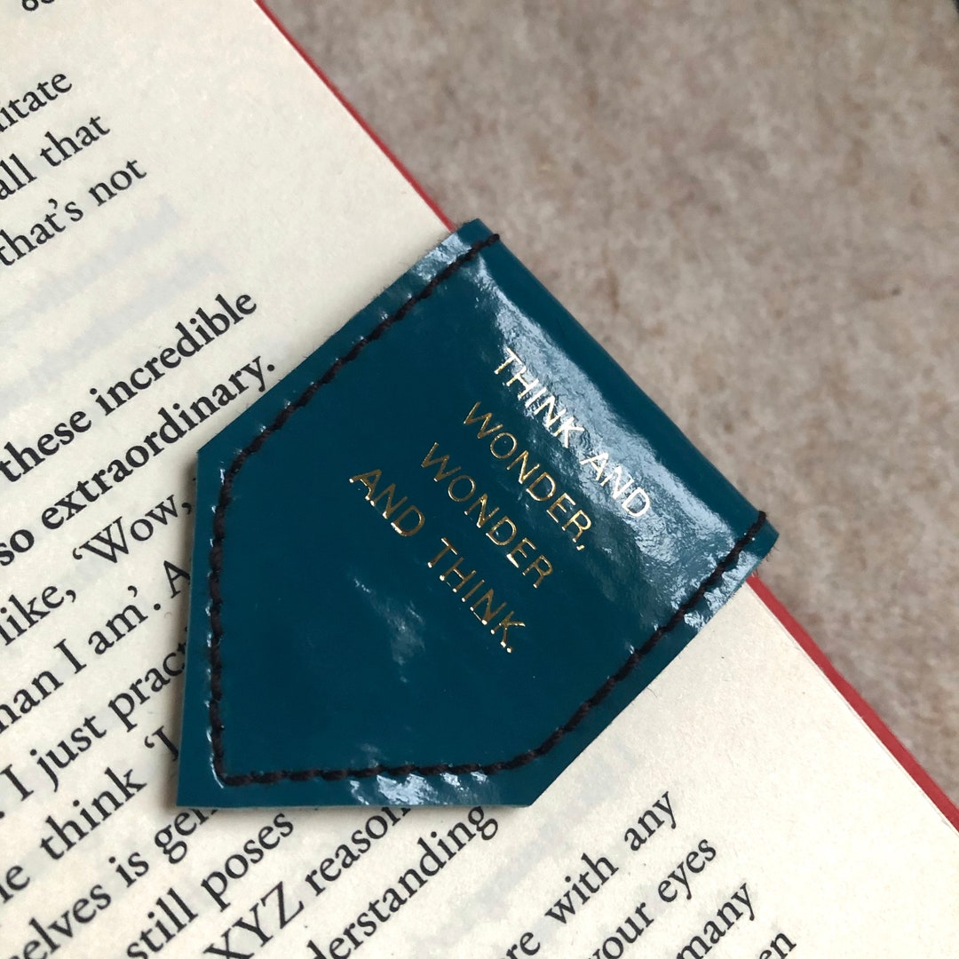 Personalise Gold Foil Magnetic Bookmark | Teal Leather Bookmark With ...