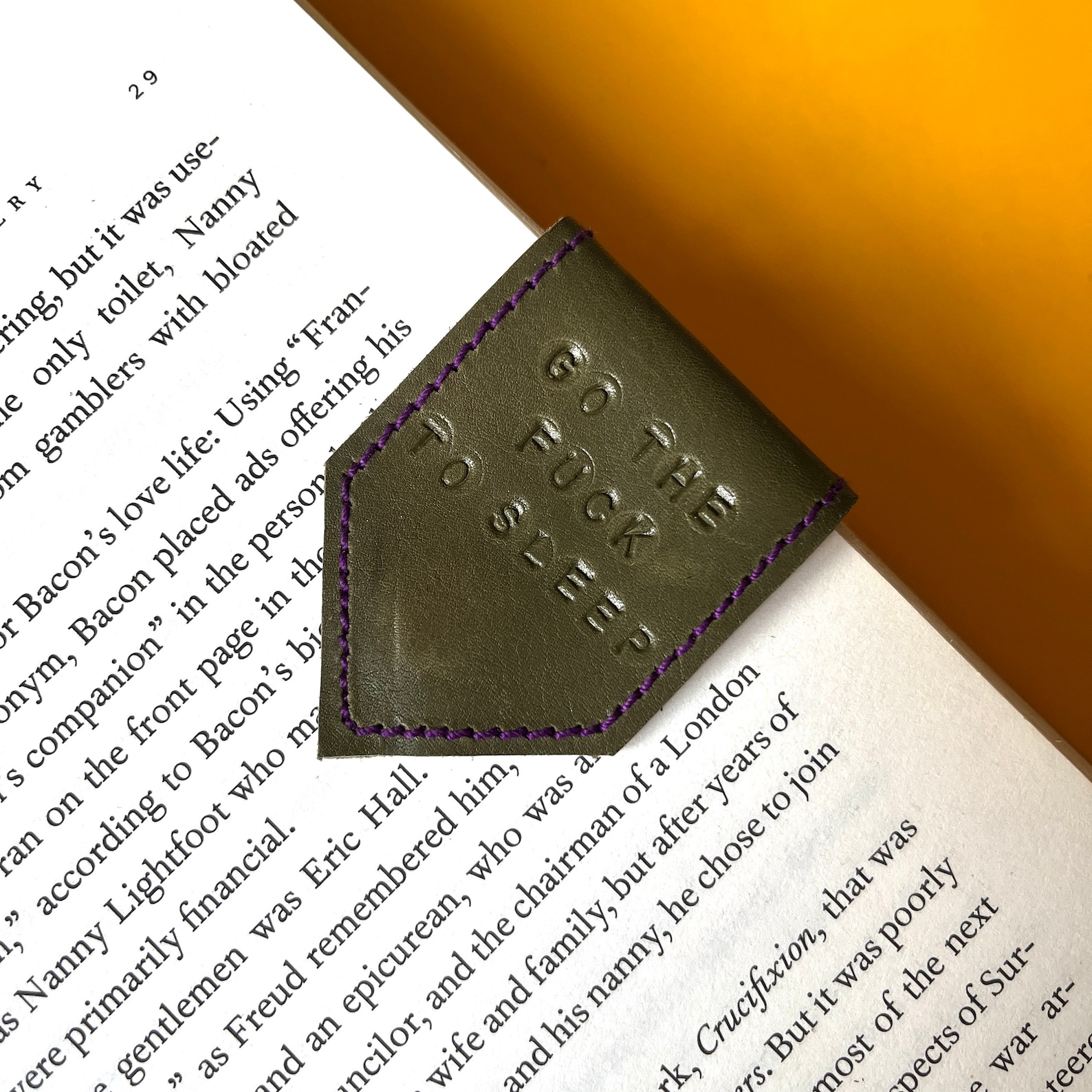 Personalise Bookmark | Olive Green Leather Bookmark | Magnetic Bookmark ...