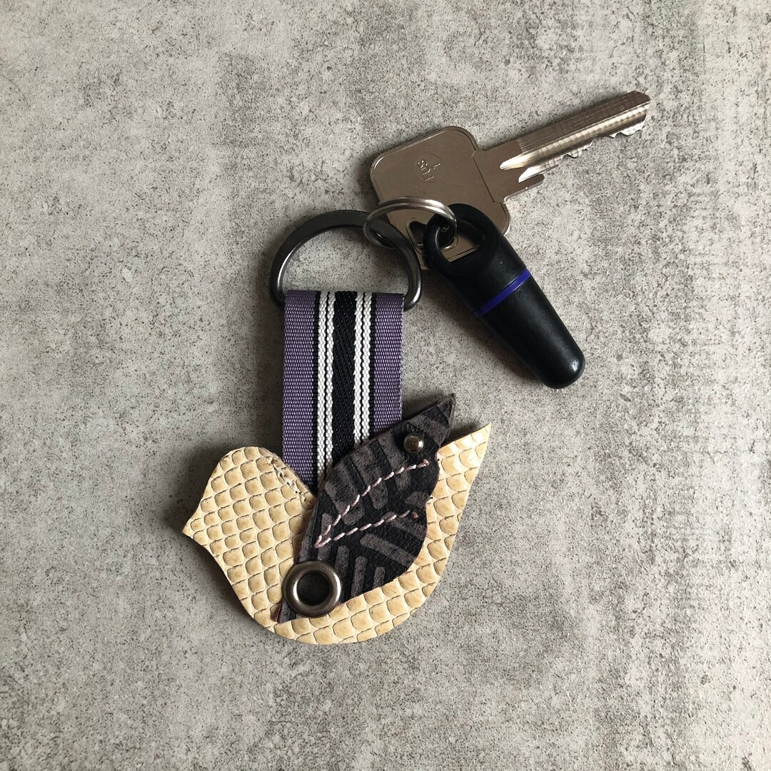 Leather Keychain Cord Holder | Leather Cord Keeper | Bird Keyring ...
