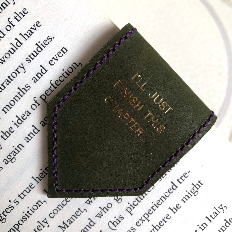 Personalise Bookmark | Olive Green Leather Bookmark | Magnetic Bookmark ...