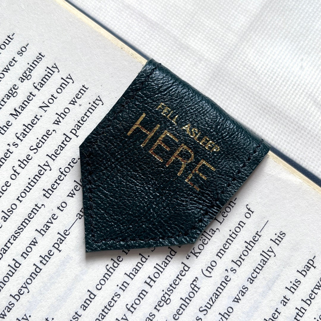 Green Leather Bookmark | Magnetic Personalise Bookmark With Black Suede ...