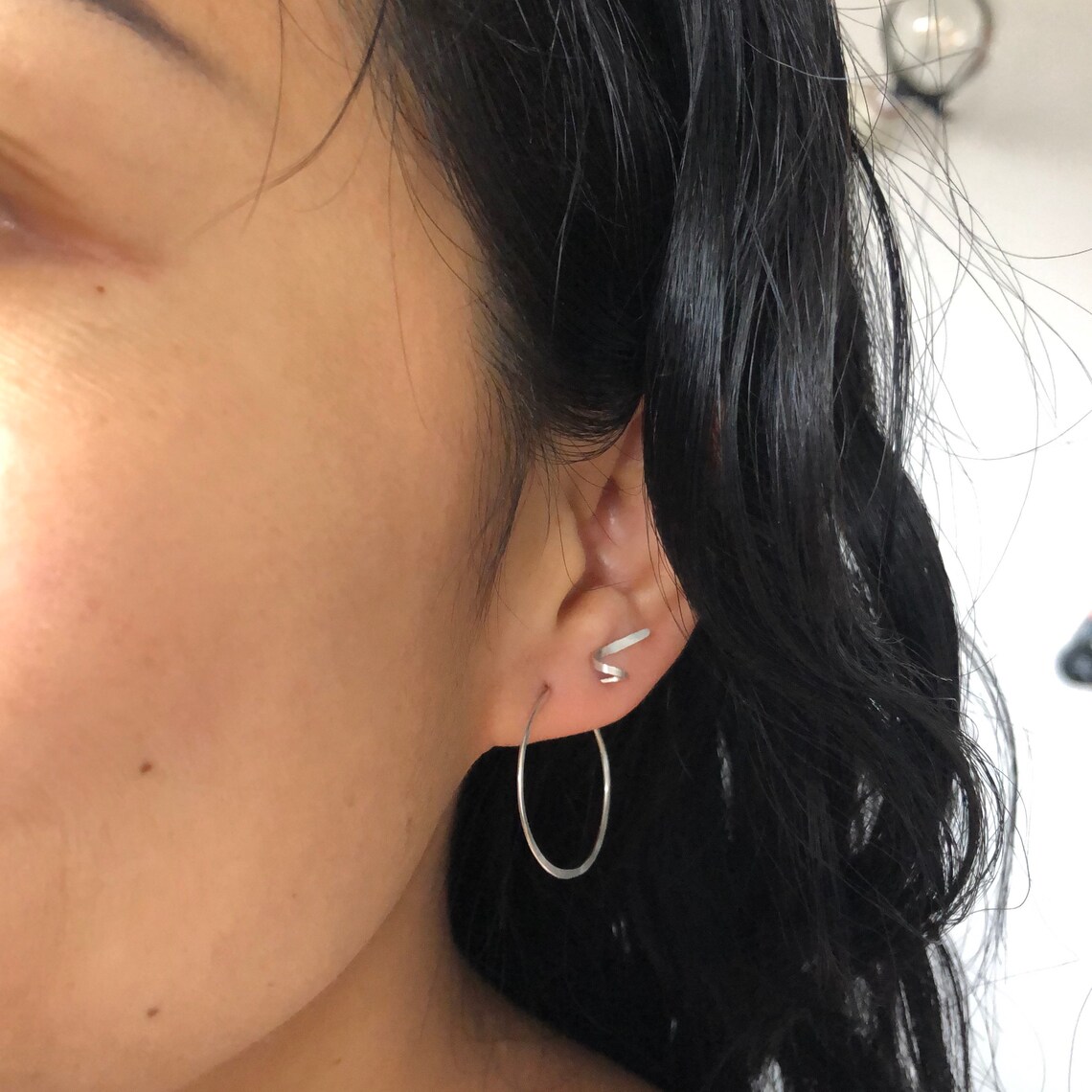 Double Piercing Two Hole Hoop Earring | Double Piercing Ear Crawler ...