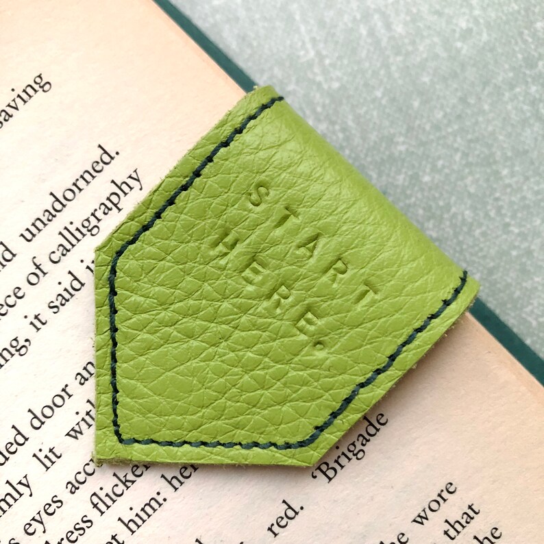 Magnetic Bookmark | Leather Bookmark Neon Green With Green Suede Lining ...