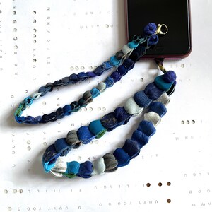 Chunky Leather Chain Link Phone Strap | Handmade Blue Leather Wrist ...