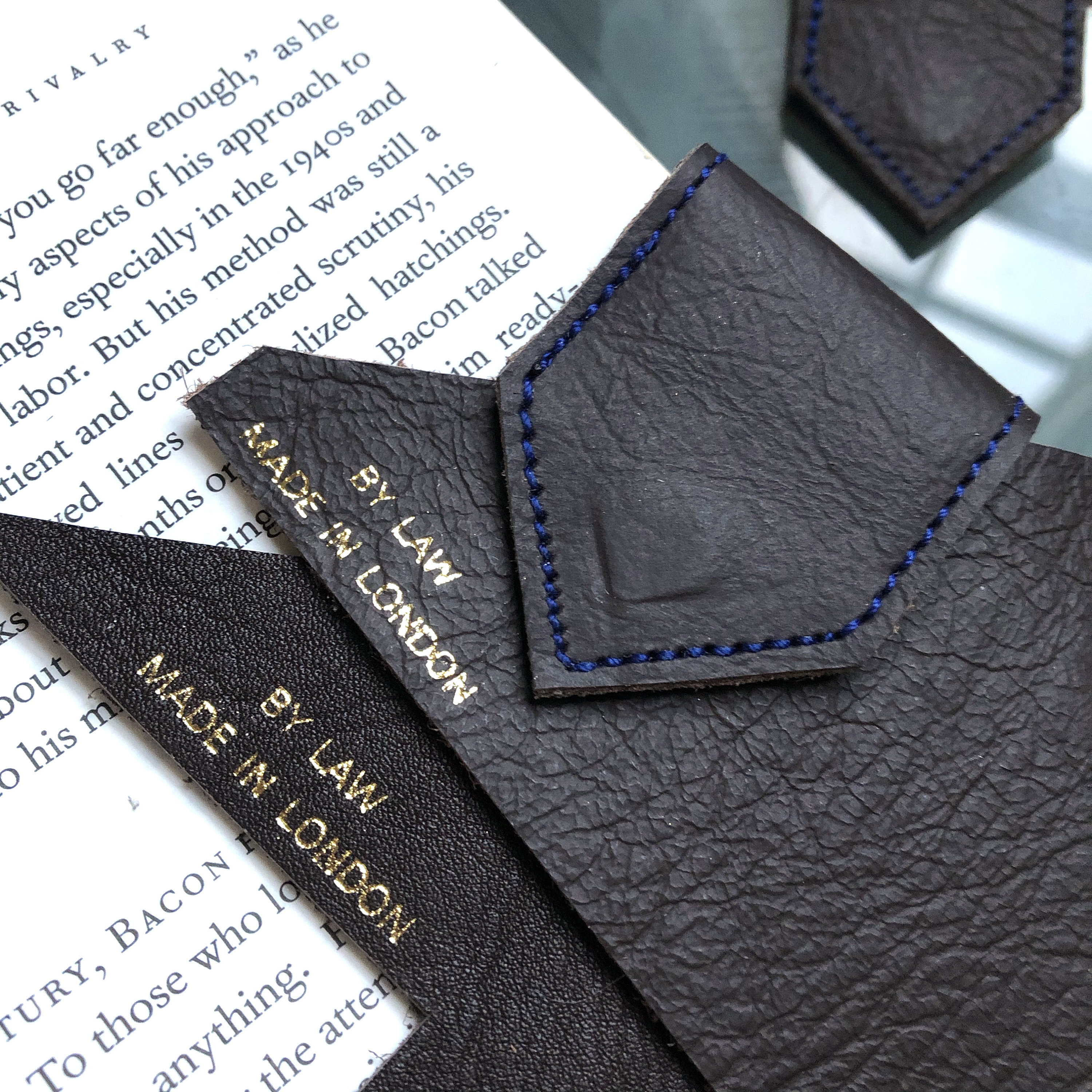 Magnetic Bookmark Dark Brown Leather Bookmark With Blue - Etsy UK
