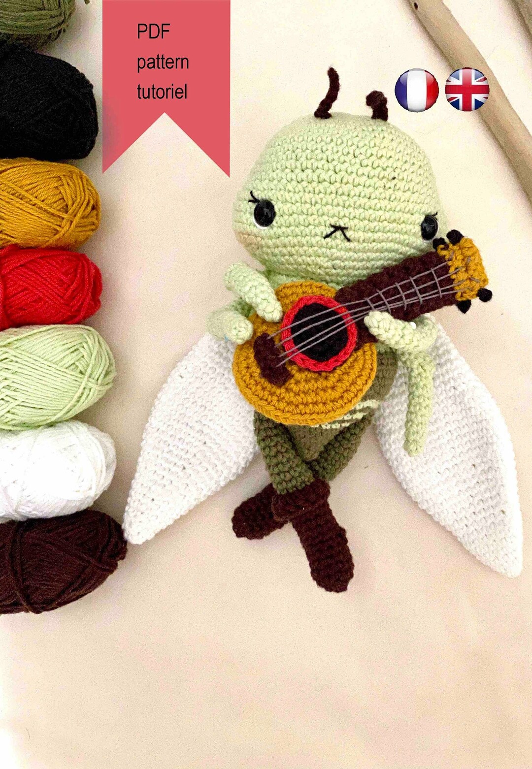 Crochet Pattern Cicada GRACE English (US) and French, Easy Level for ...