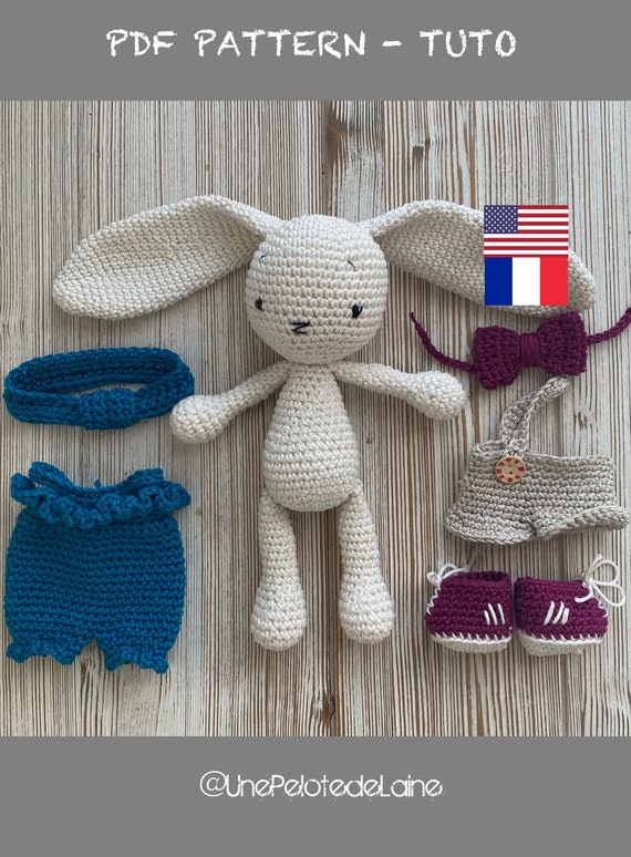 Crochet Pattern PDF Bunny VANILLA English US and French - Etsy