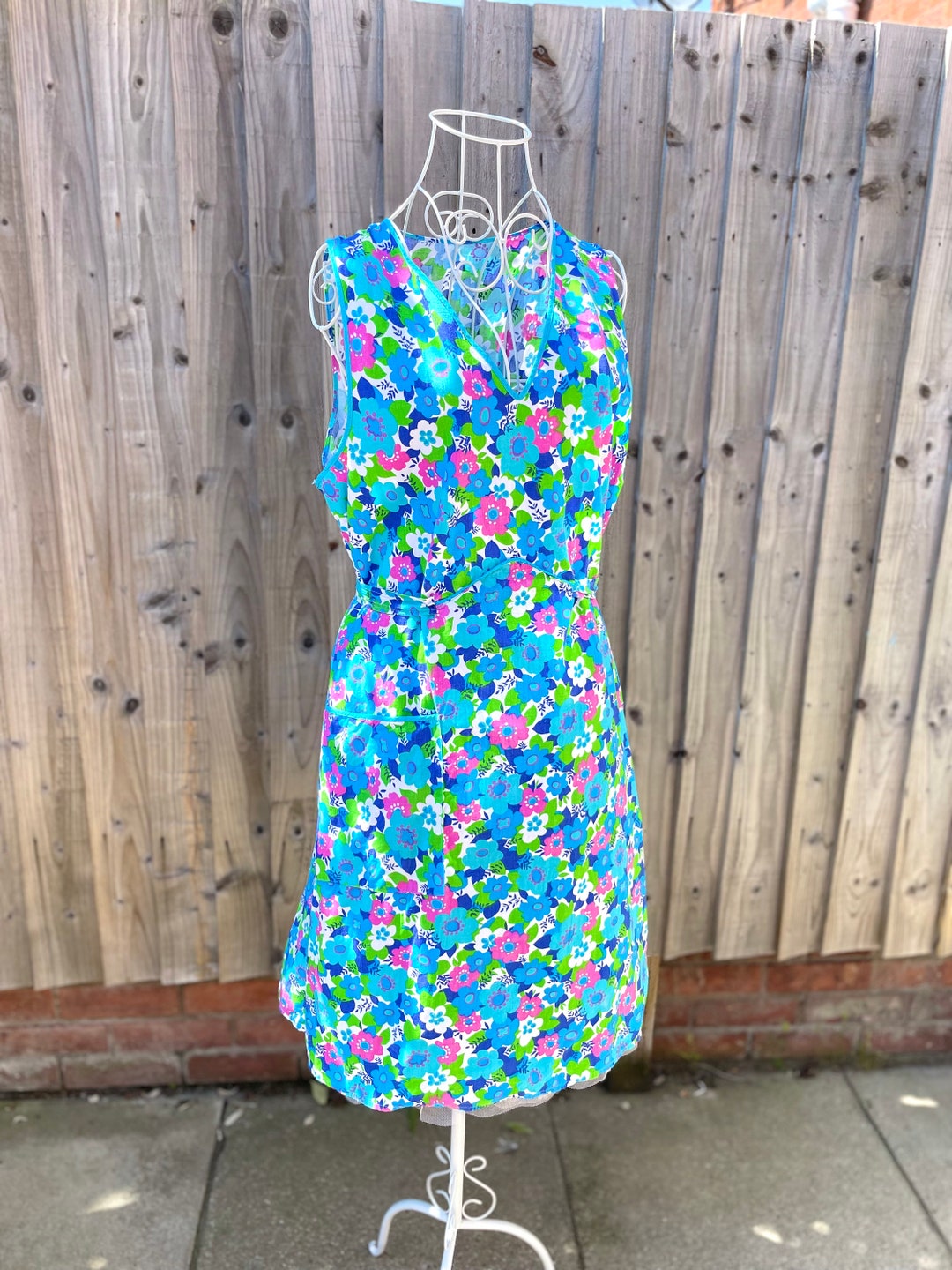 Vintage Cotton Pinafore 60s 70s Flower Power Bright Boho - Etsy UK