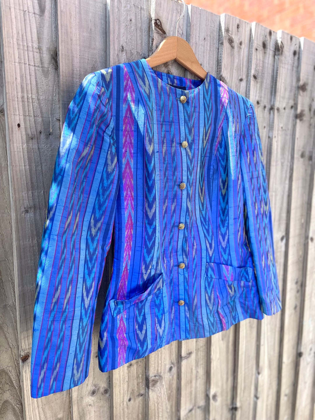 Vintage Monsoon Silk Jacket Boho Blue Hippy 90s - Etsy