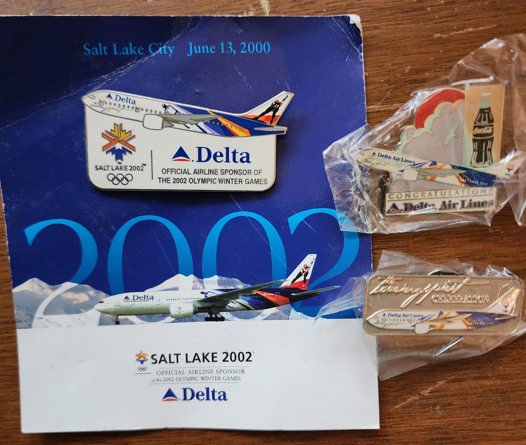 Set of 3 Delta Air Lines Olympic Pins. 2002 SLC. One Includes Coca-cola ...