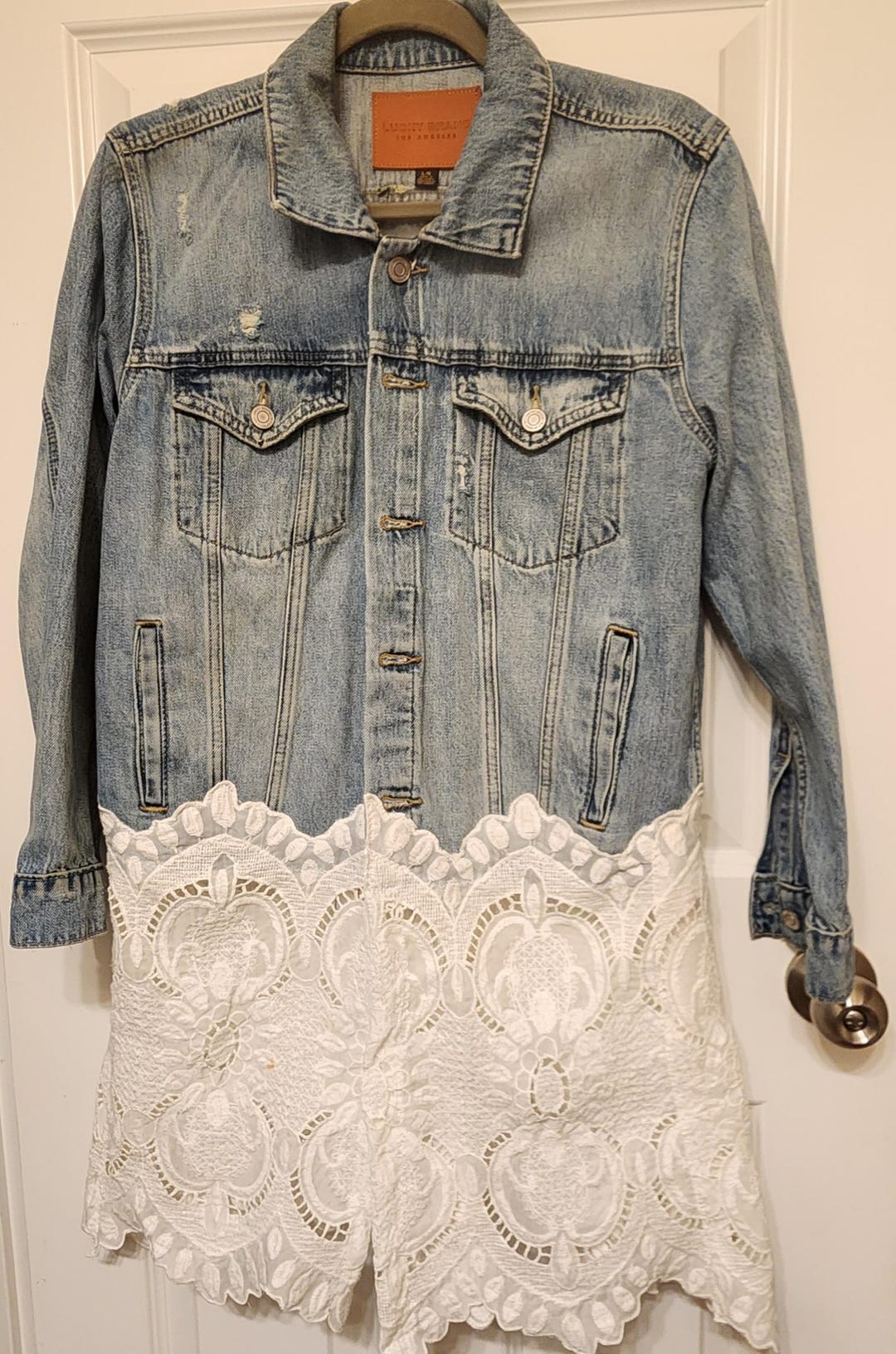 Denim Jacket With Sheer Peekaboo Back and Lace. - Etsy