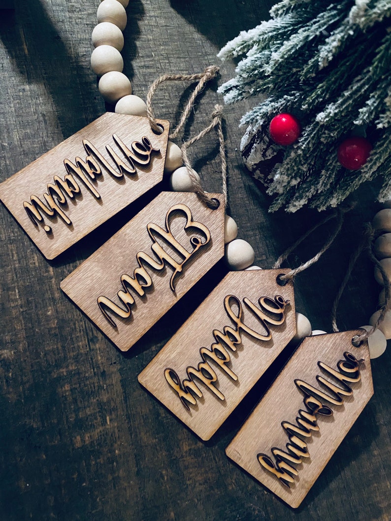 3D Layered Wood Stocking Name Tags Stocking Name Tags Wooden - Etsy
