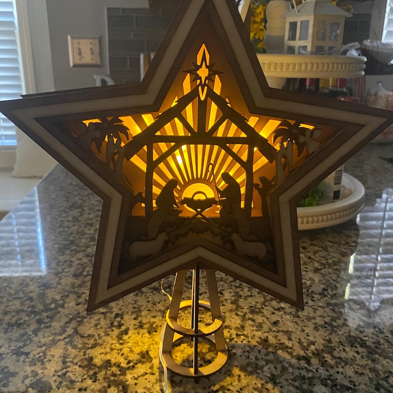 Wood Nativity Tree Topper - Etsy