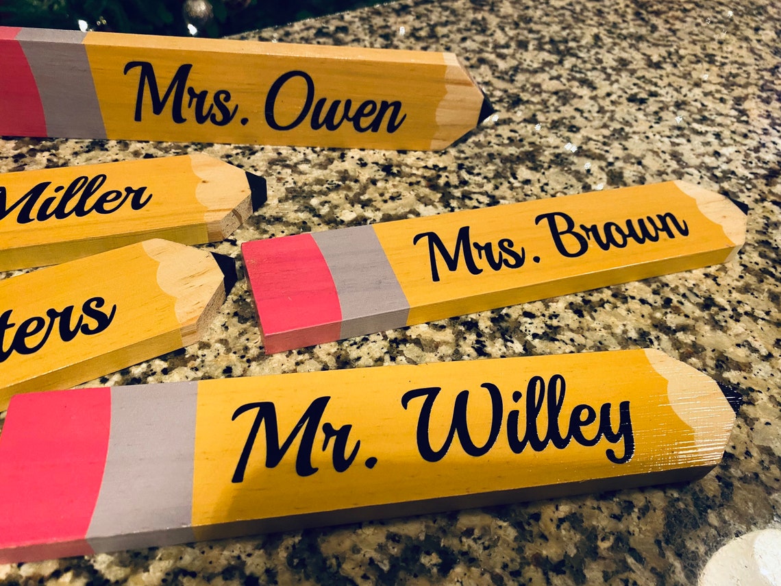 Pencil Name Plate for Teachers Desk Teacher Gift - Etsy