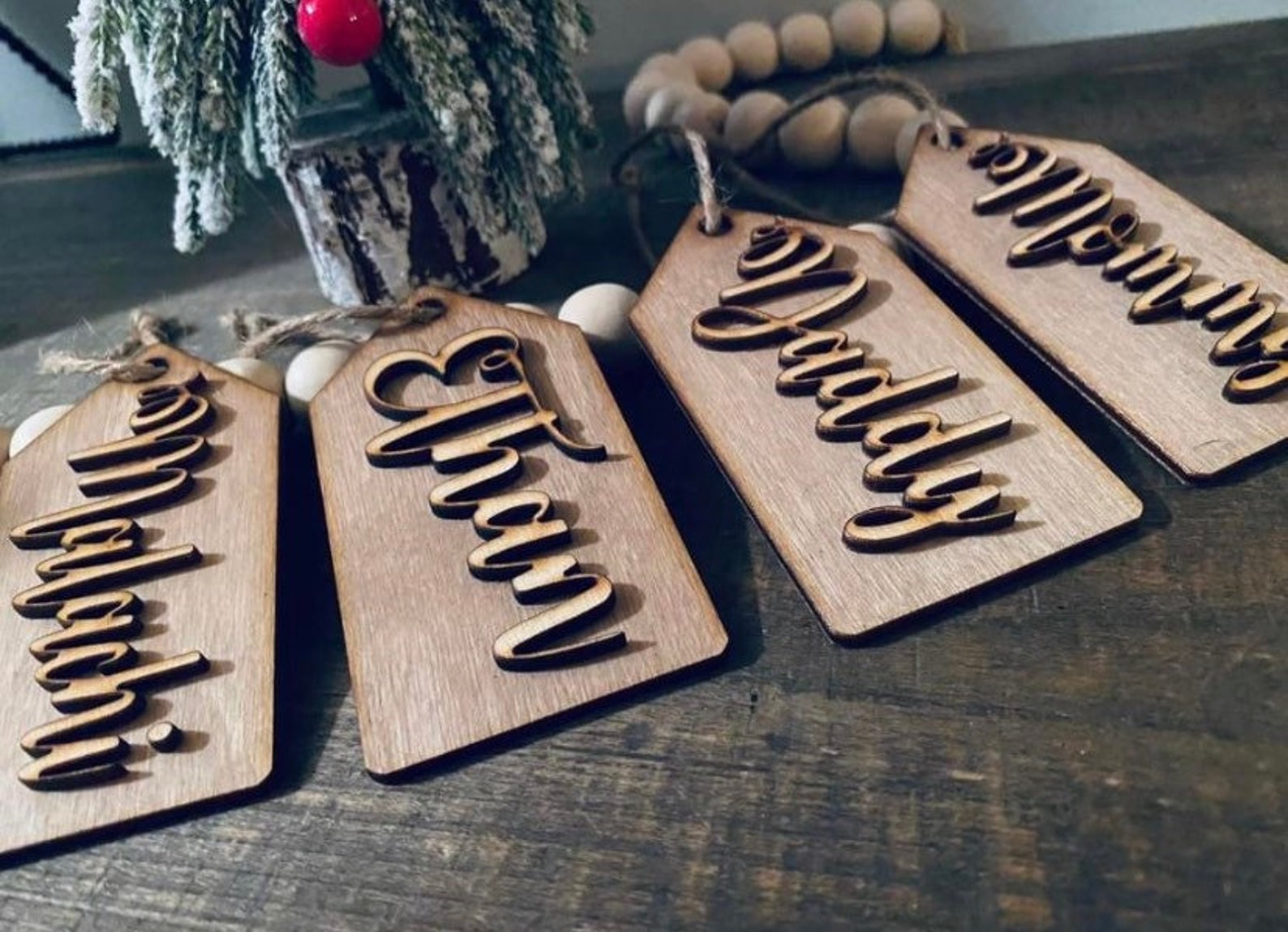 3D Layered Wood Stocking Name Tags Stocking Name Tags Wooden - Etsy