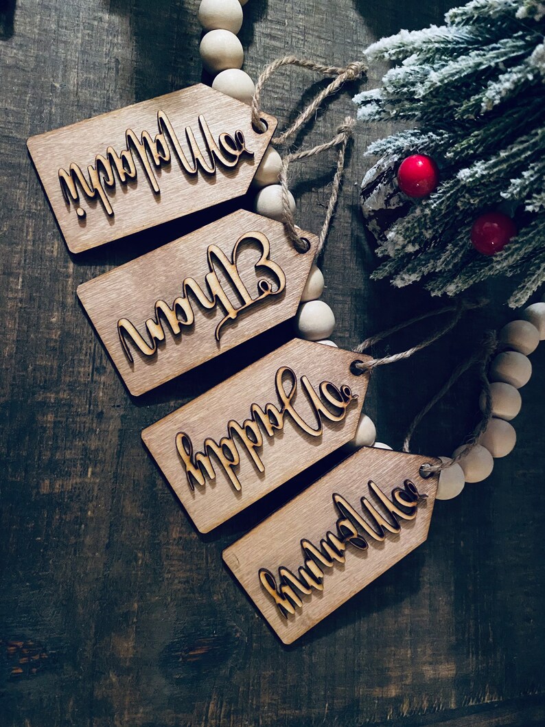3D Layered Wood Stocking Name Tags Stocking Name Tags Wooden - Etsy