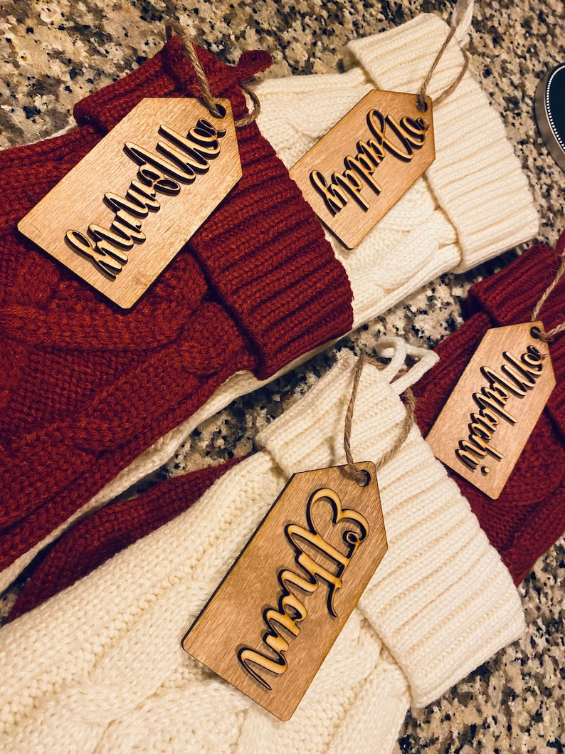3D Layered Wood Stocking Name Tags Stocking Name Tags Wooden - Etsy