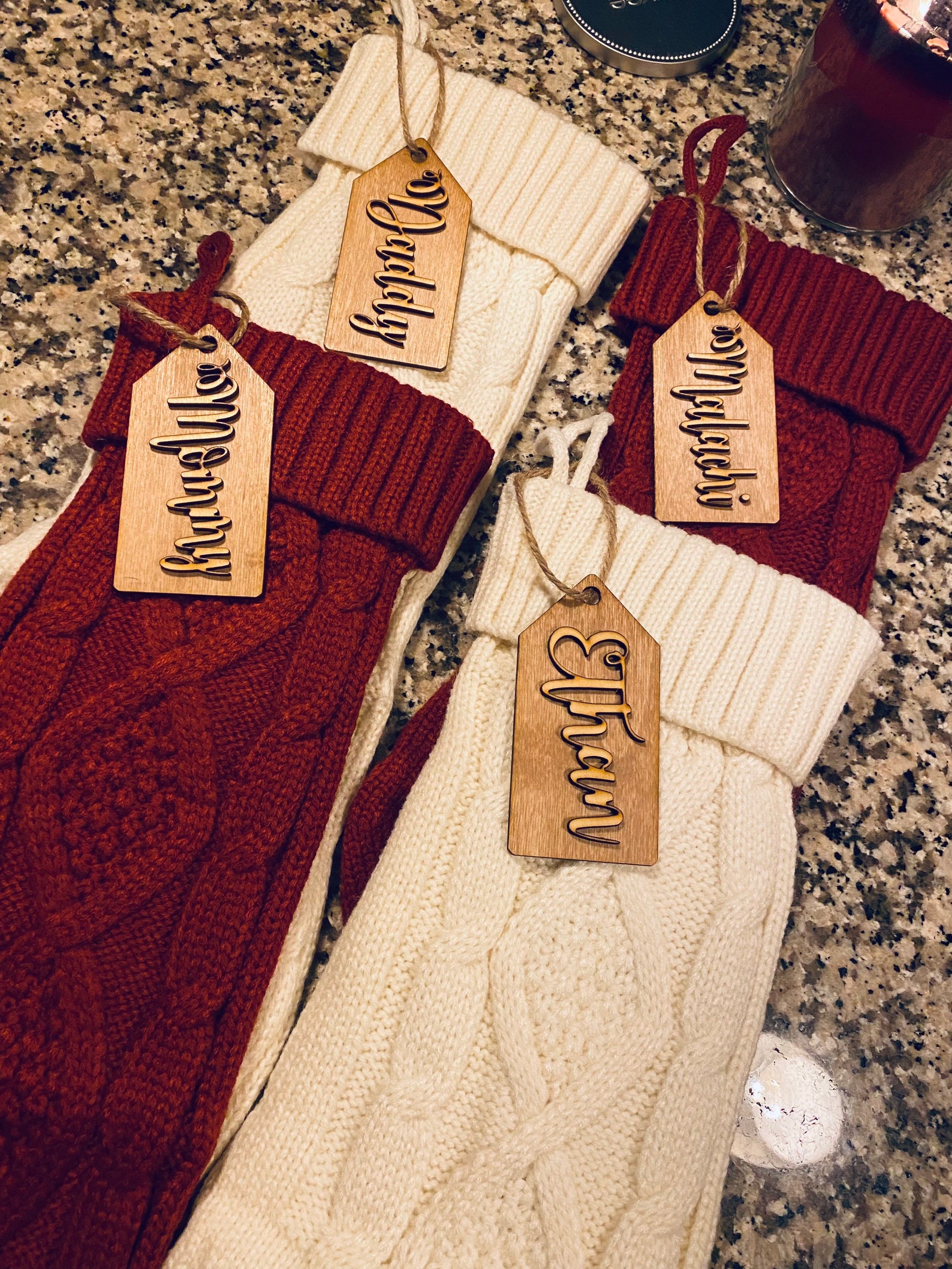3D Layered Wood Stocking Name Tags Stocking Name Tags Wooden - Etsy