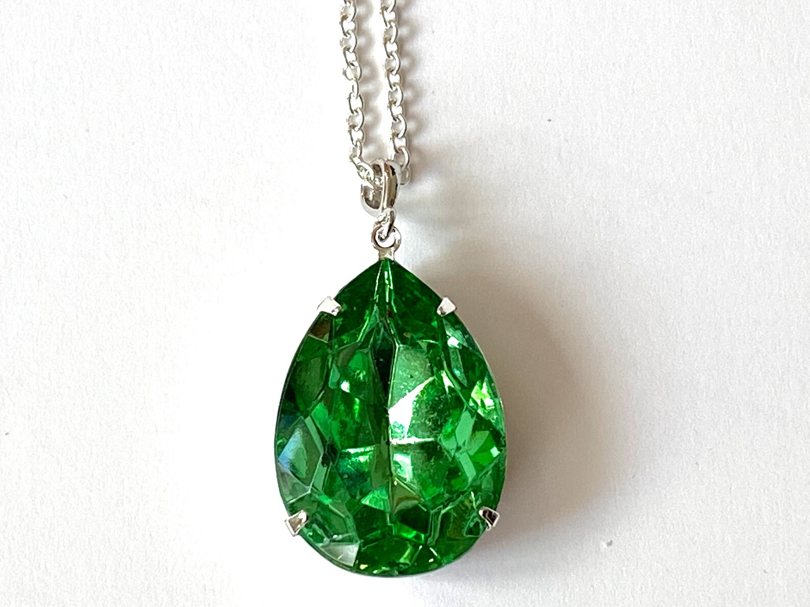 Peridot Rhinestone Necklace Green Peridot Necklace Art Deco | Etsy