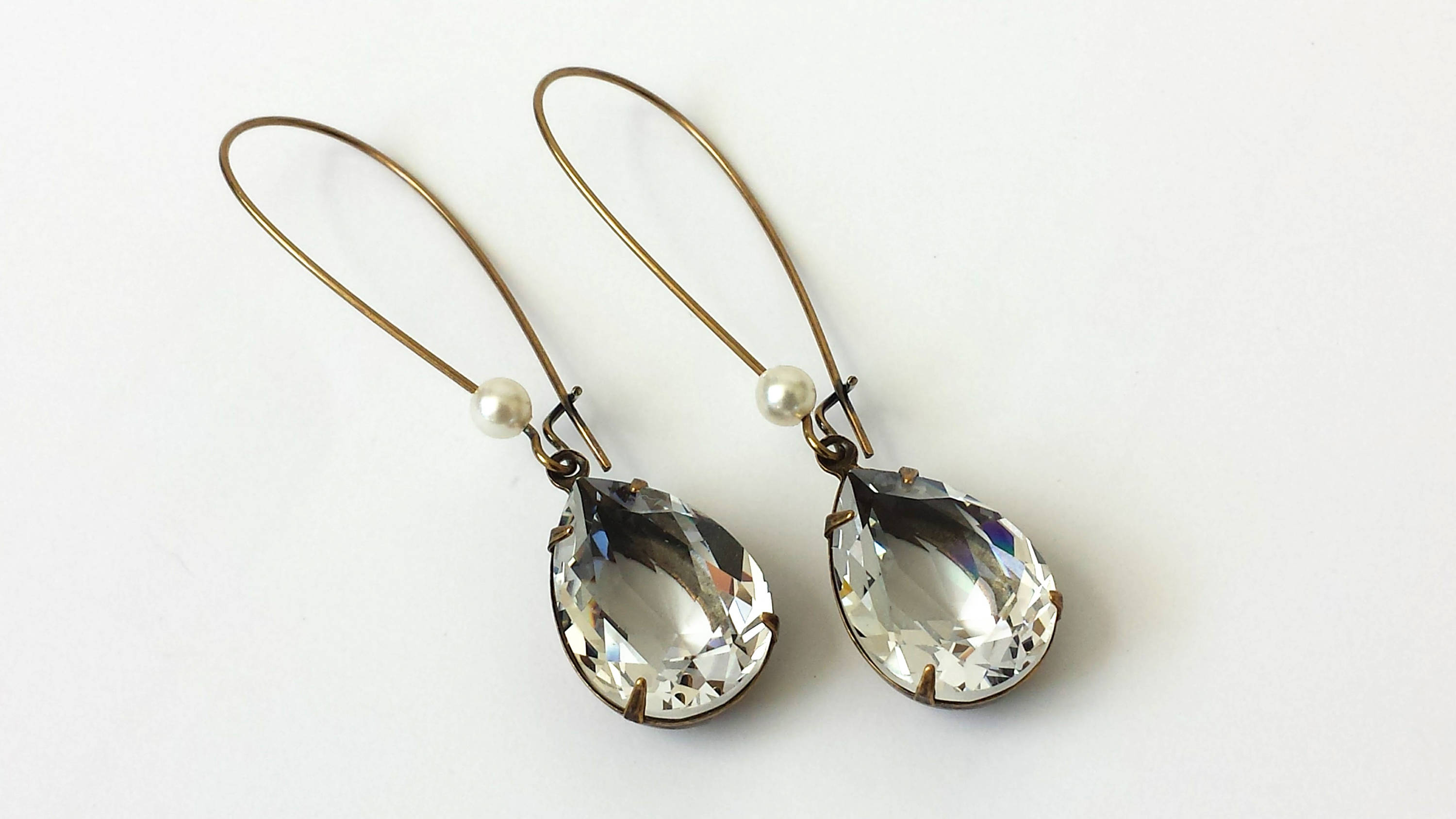 Crystal Teardrop Earrings, Clear Drop Earrings, Bridal Jewelry ...