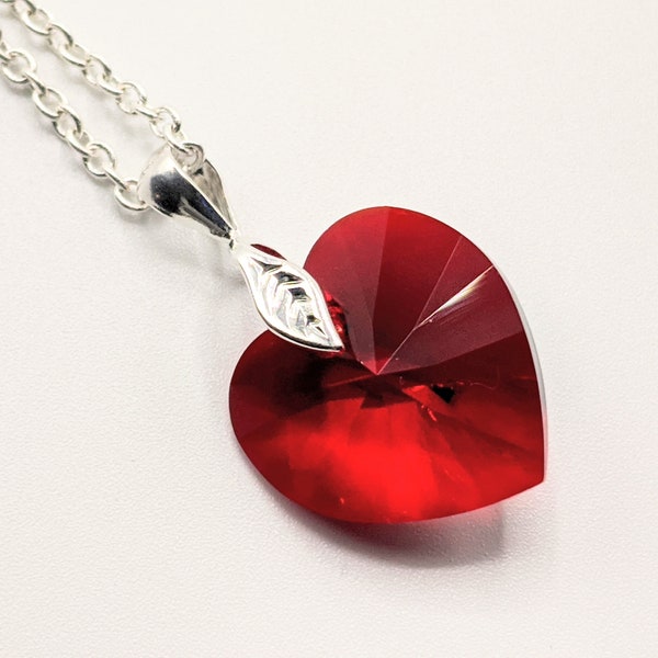 Rhinestone Red Heart Necklace - Etsy