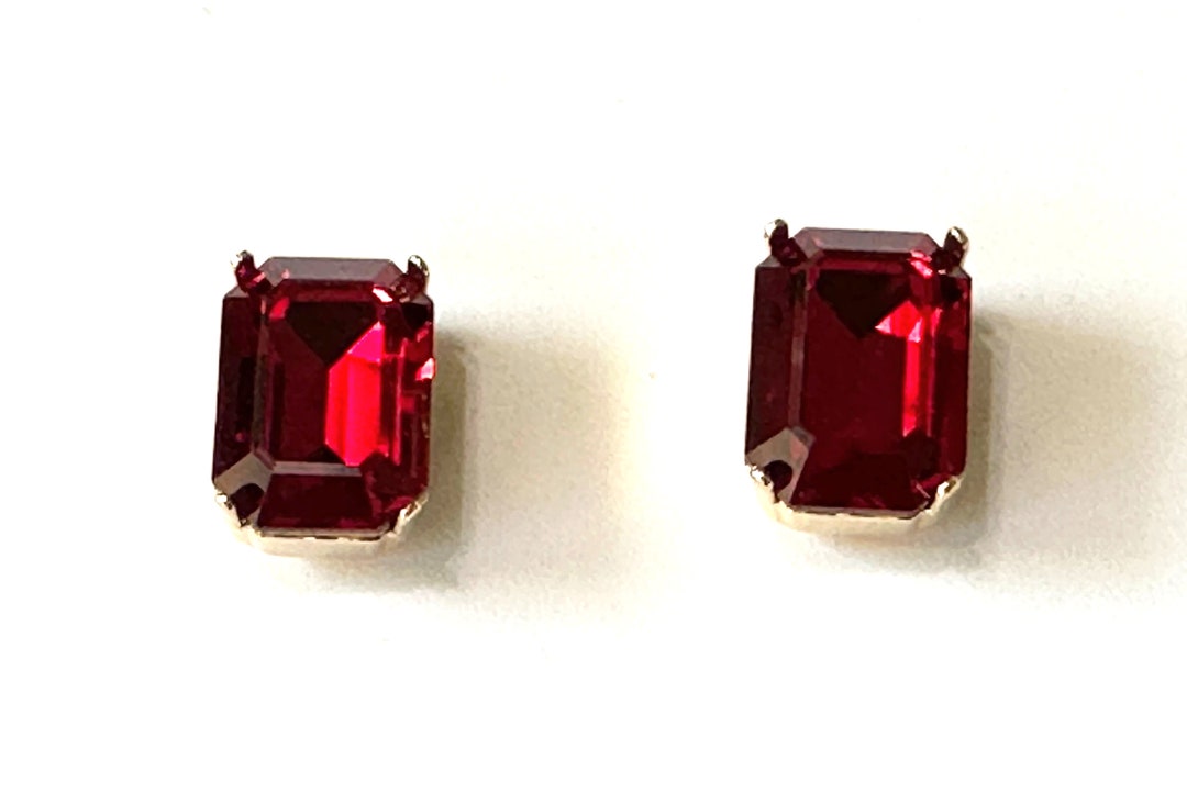 Elegant Red Crystal Earrings, Siam Red Stud Earrings, Crystal Post ...