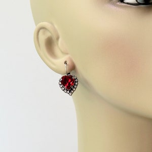 Stunning Red Heart Earrings, Valentine Jewelry Gifts, Red and Crystal ...