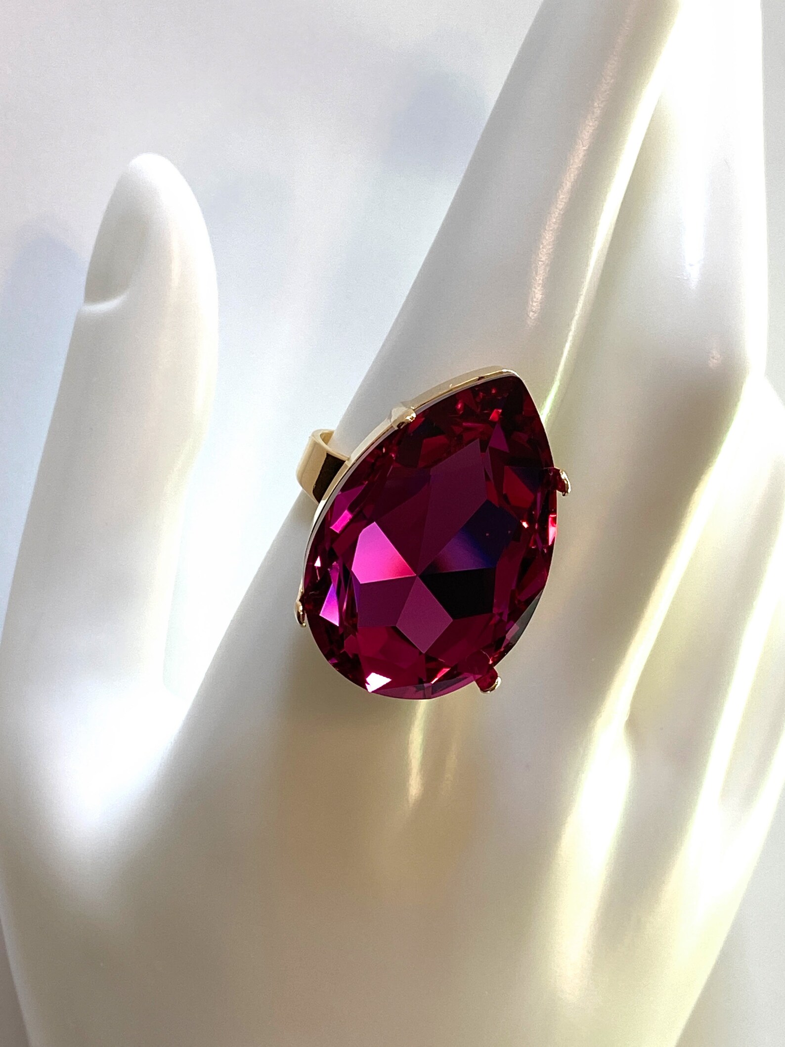 Dark Red Crystal Ring Crystal Ring Large Statement Ring | Etsy