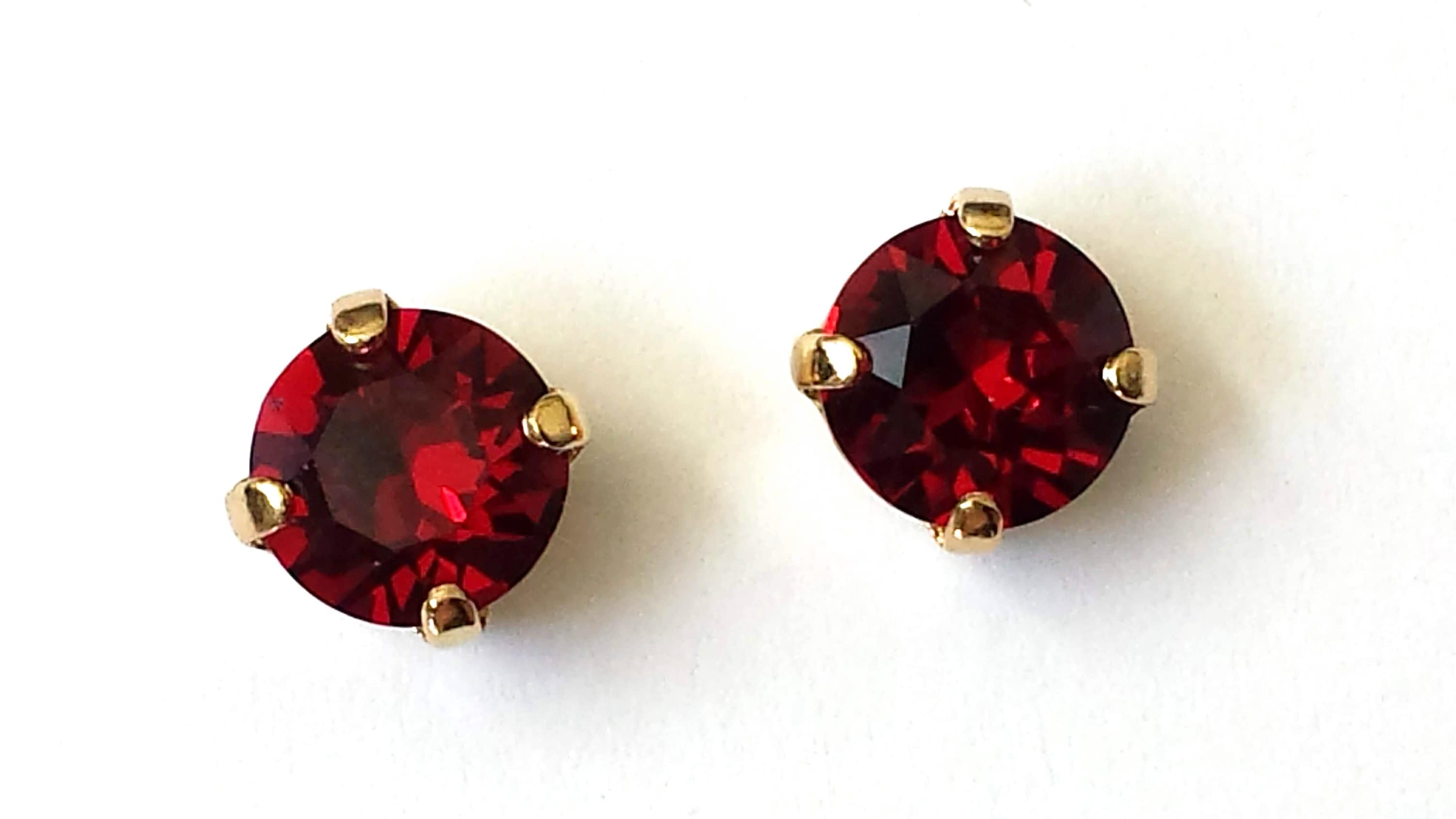 Ruby Crystal Earrings Rhinestone Post Earrings Bridesmaids | Etsy