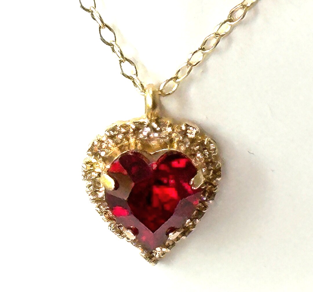 Dazzling Red Crystal Heart Necklace Surrounded With Topaz Crystals ...