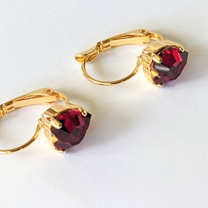 Red Heart Earrings, Crystal Heart Earrings, Jewelry Gifts, Small Red ...