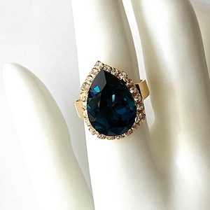 Padparadscha Crystal Ring, Crystal Rhinestone Ring, Crystal Halo Ring ...