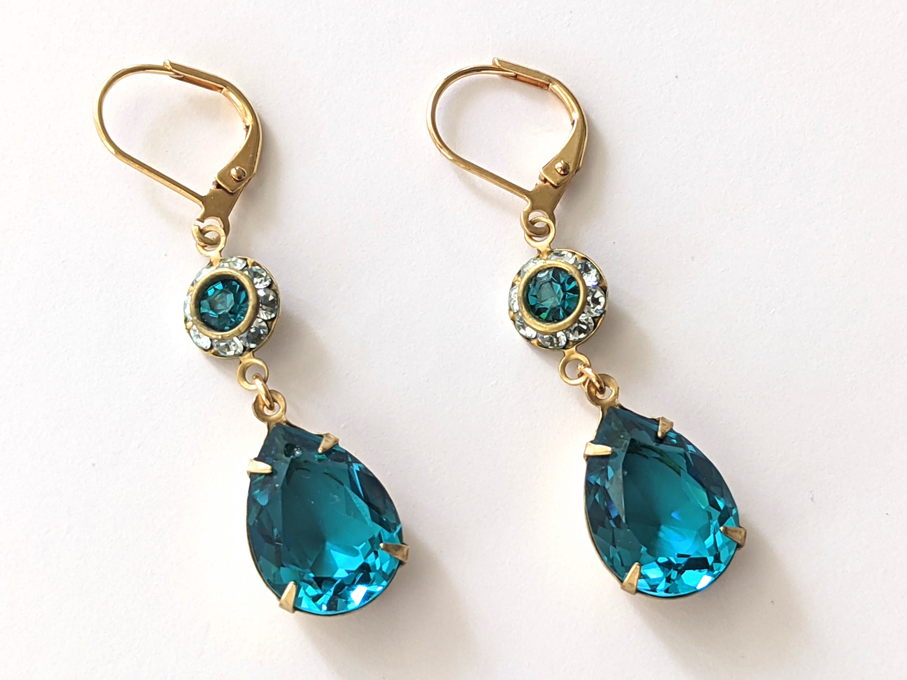 Blue Zircon Crystal Earrings Crystals Rhinestone Earrings | Etsy