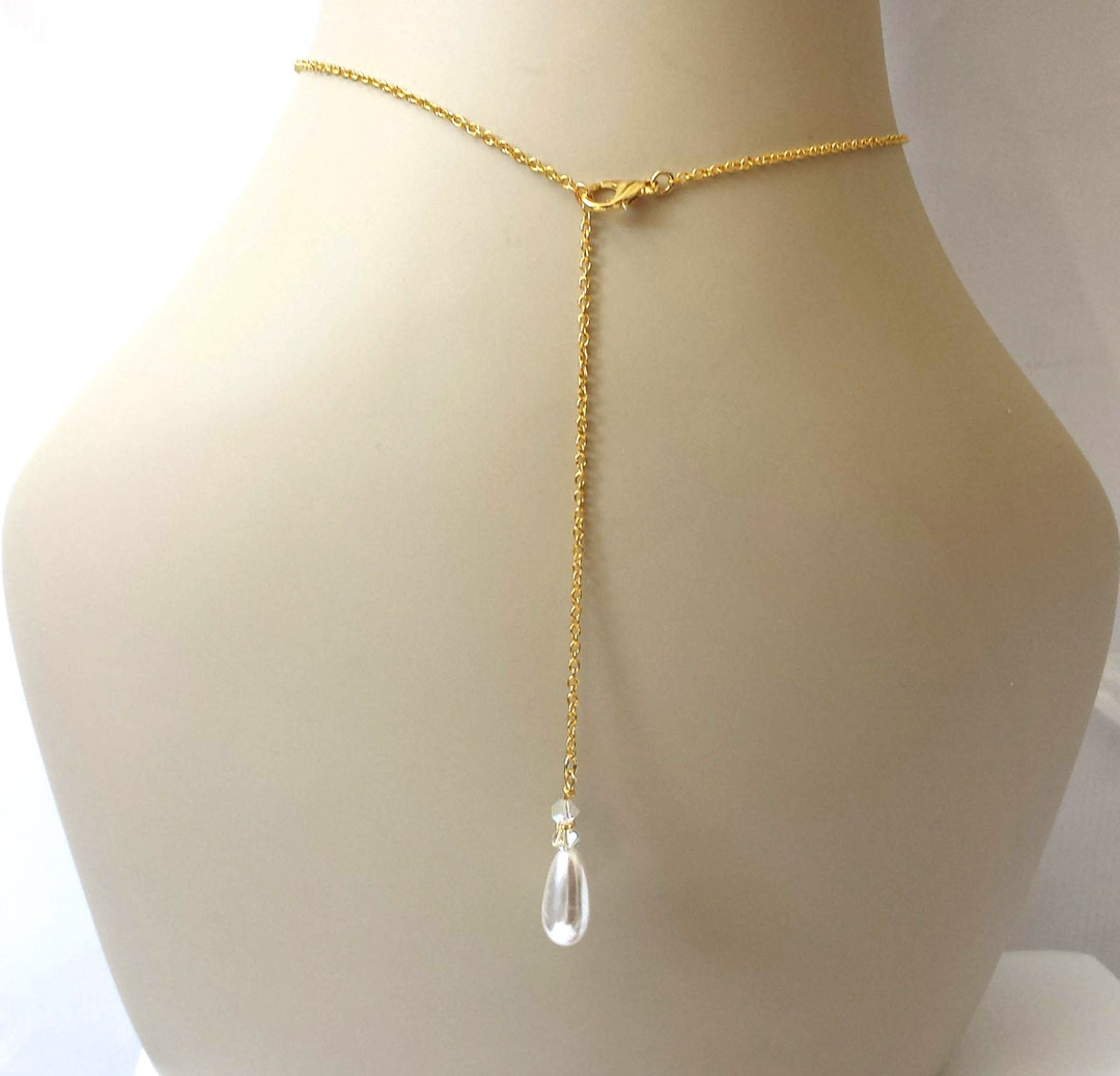 Crystal Backdrop Necklace, Pearl and Crystal Backdrop Necklace, Wedding ...