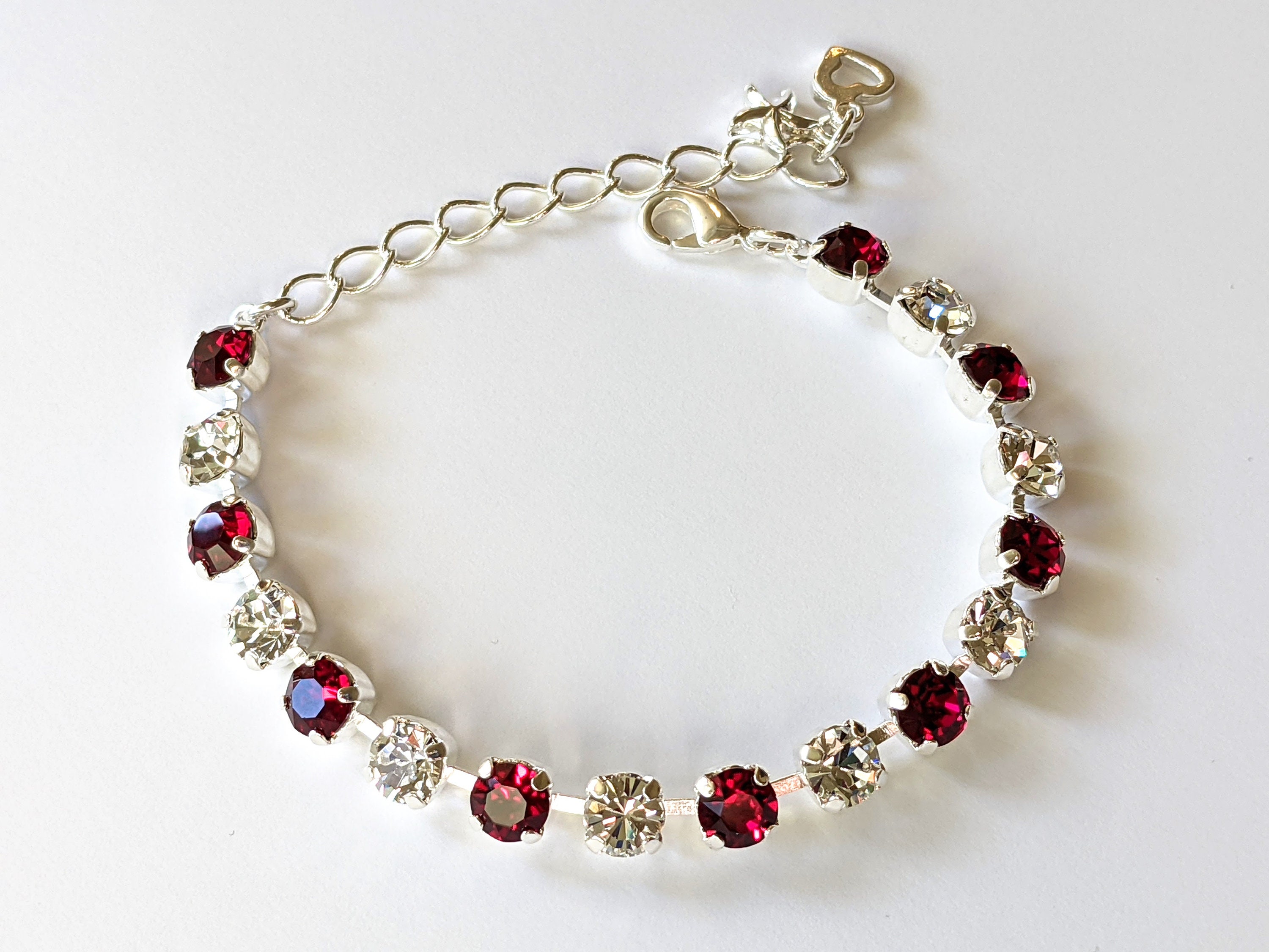 Ruby Crystal Bracelet Valentine Jewelry Gifts Ruby Red | Etsy