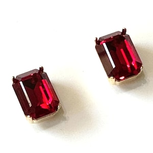 Elegant Red Crystal Earrings, Siam Red Stud Earrings, Crystal Post ...