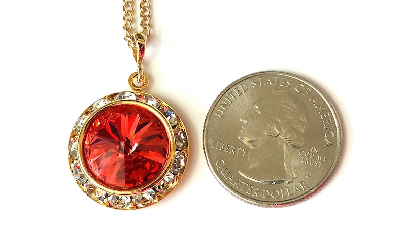 Padparadscha Crystal Necklace Orange Rhinestone Necklace | Etsy