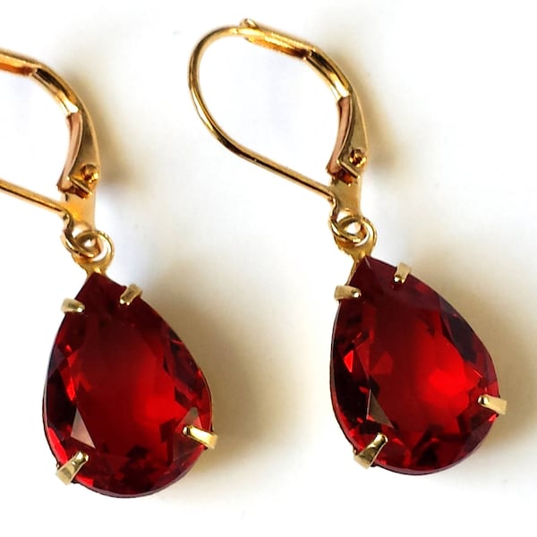 Red Crystal Earrings - Etsy