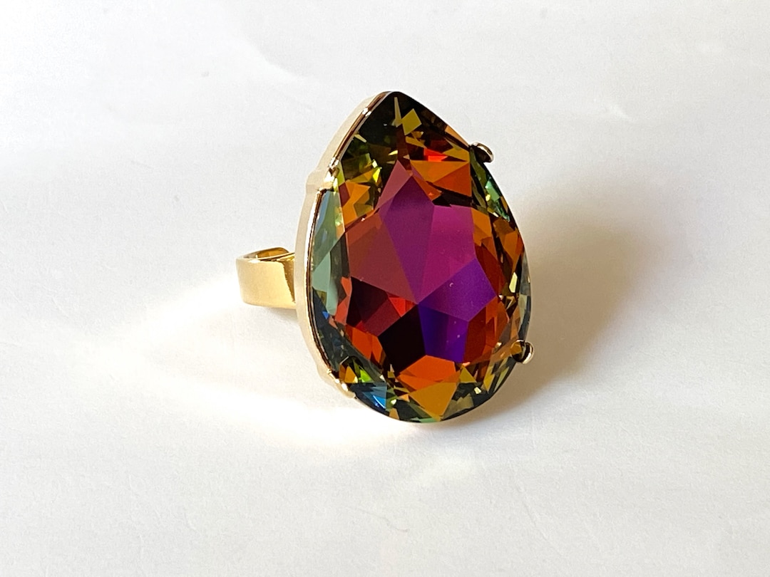Unique Volcano Crystal Ring, Crystal Ring, Large Statement Ring ...