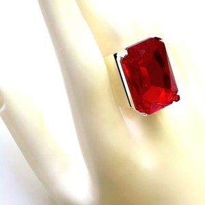 Gorgeous Large Statement Ring, Light Siam Ring, Red Crystal Ring, Large ...