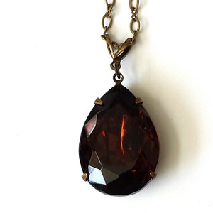 Handmade Dark Topaz Teardrop Necklace – Gold Plated Pendant, Dark Brown ...