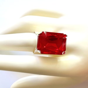 Gorgeous Large Statement Ring, Light Siam Ring, Red Crystal Ring, Large ...