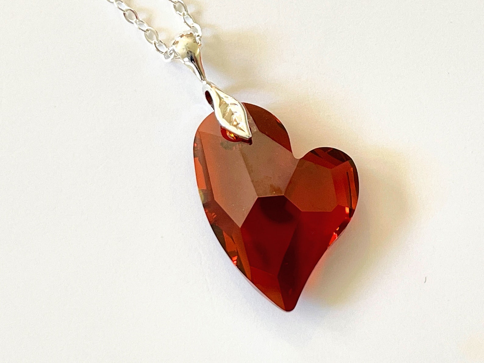 Vintage Red Magma Crystal Heart Necklace - Elegant, Classic, Valentine ...