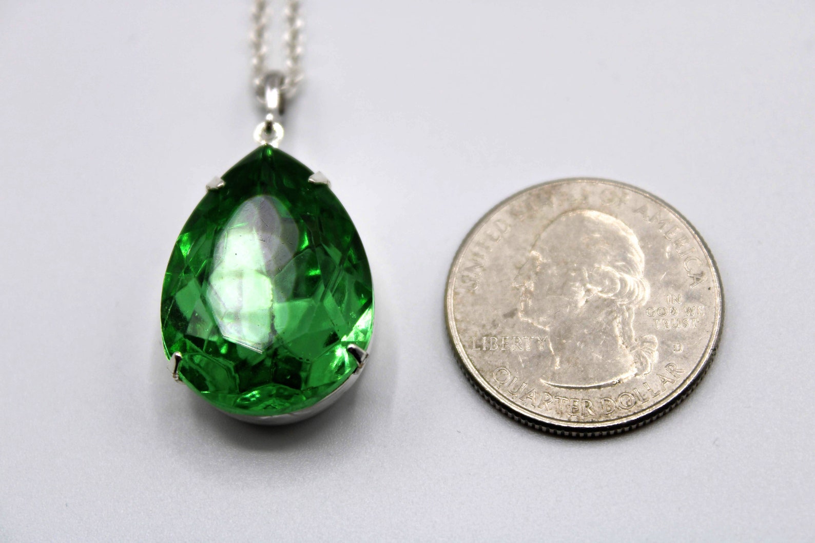 Peridot Rhinestone Necklace Green Peridot Necklace Art Deco | Etsy