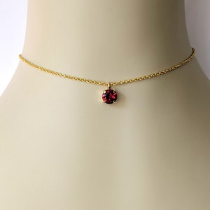 Ruby Crystal Choker, Dainty Gold Choker, Ruby Red Rhinestone Necklace ...