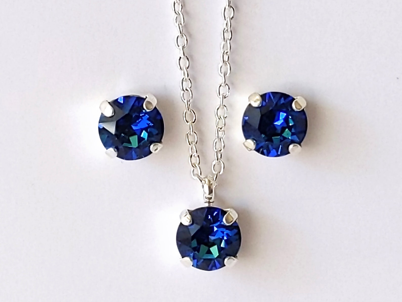 Crystal Jewelry Set Bermuda Blue Jewelry Set of 2 - Etsy