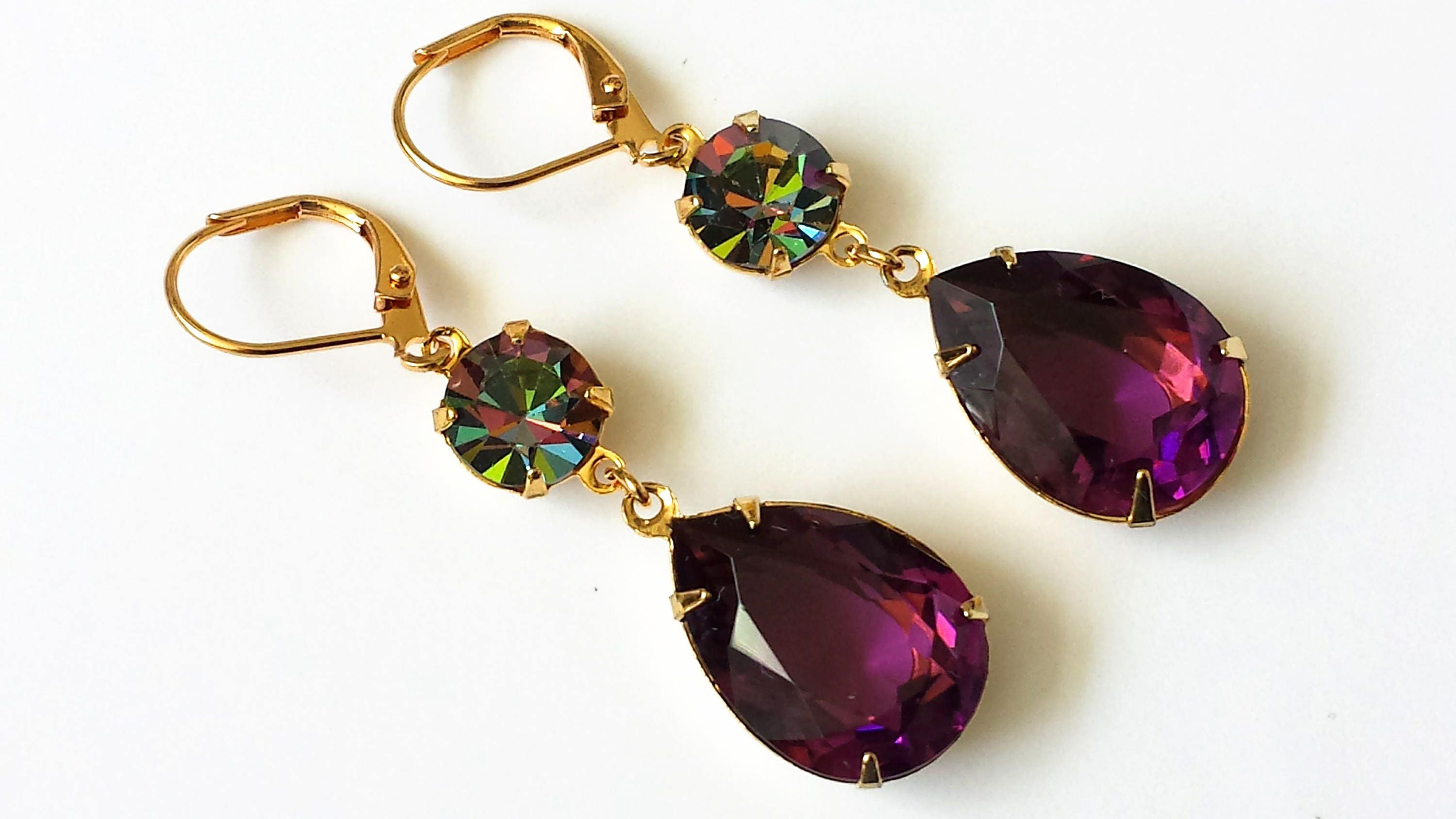 Amethyst Crystal Drop Earrings Amethyst Teardrop Earrings | Etsy