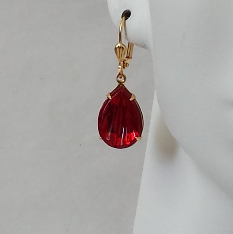 Ruby Red Teardrop Earrings Red Rhinestone Earrings Red - Etsy
